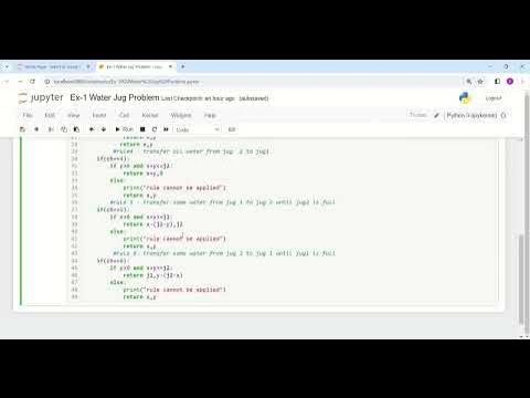 Ex-1 Water Jug Problem-python code - YouTube