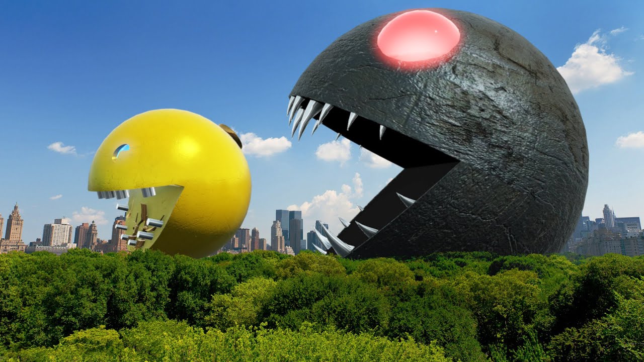 PACMAN vs Black Monster PACMAN in Real Life - YouTube