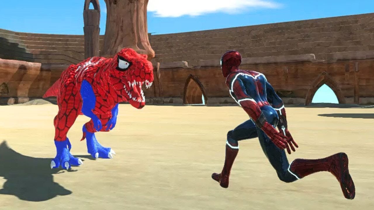 Trex Spiderman Vs Superhero Spiderman - Animal Revolt Battle Simulator ...