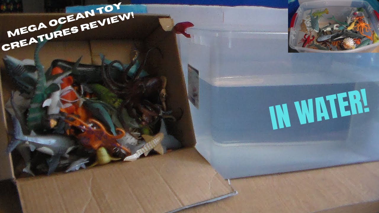 MEGA BOX OF TOY OCEAN CREATURES IN REAL WATER! Whale Shark Fish Octopus ...