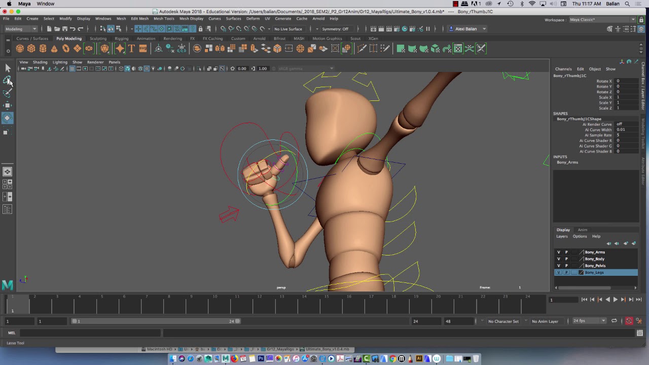 Ultimate Bony Rig Demo working in IK Adding Maya Shelf Shortcuts - YouTube