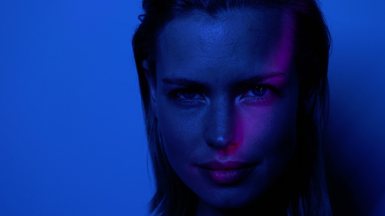pink light moves around beautiful models face No Copyright I free stock ...