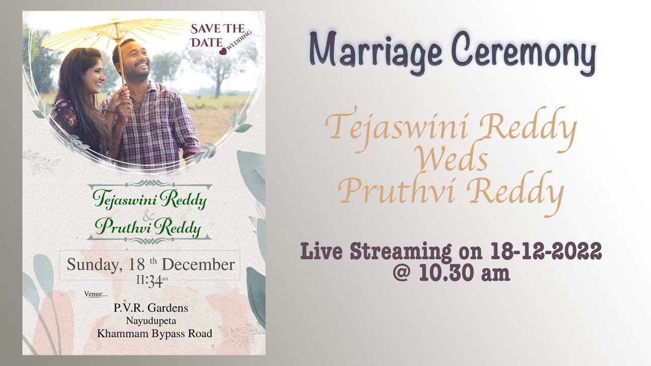 Wedding Ceremony - Tejaswini Reddy Weds Pruthvi Reddy - Naithik ...