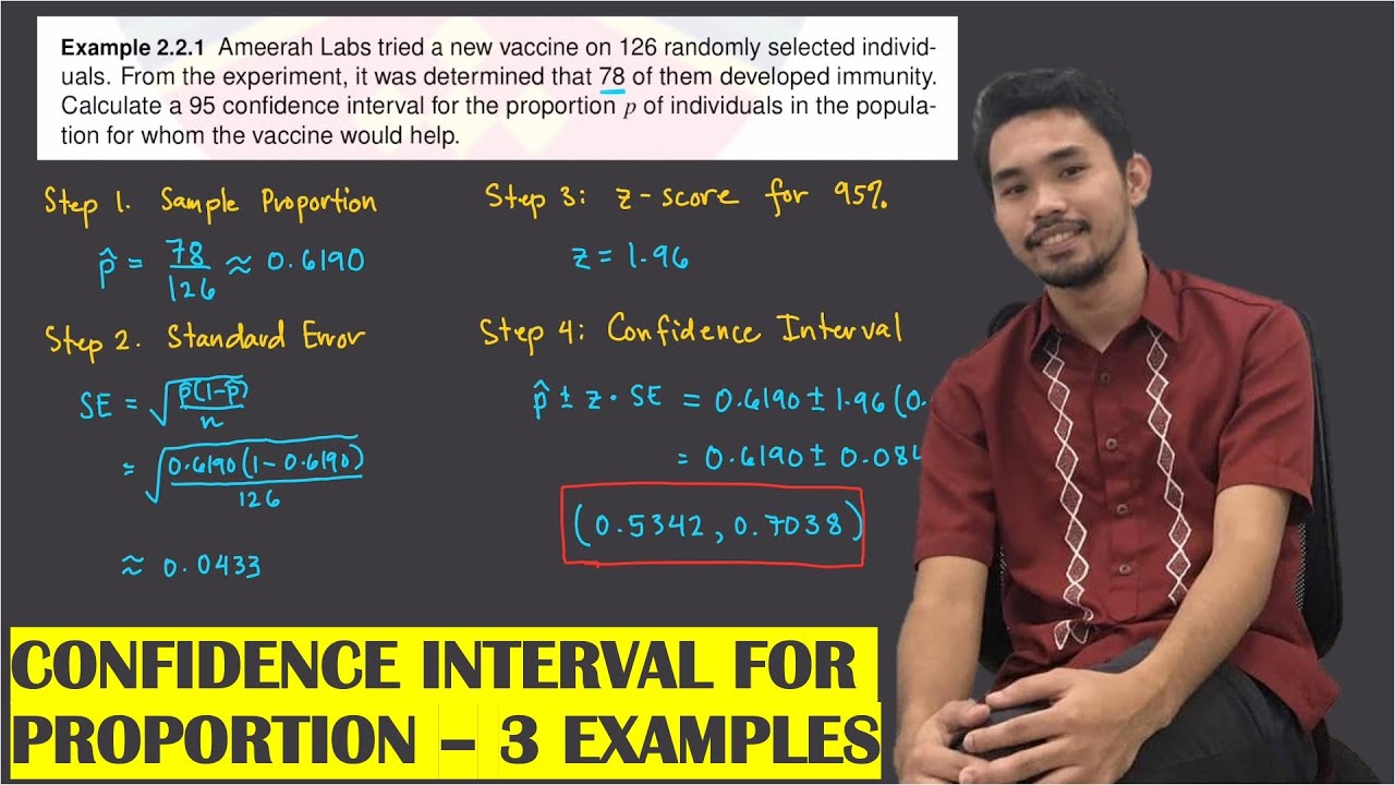 CONFIDENCE INTERVAL FOR POPULATION PROPORTION - 3 EXAMPLES - YouTube