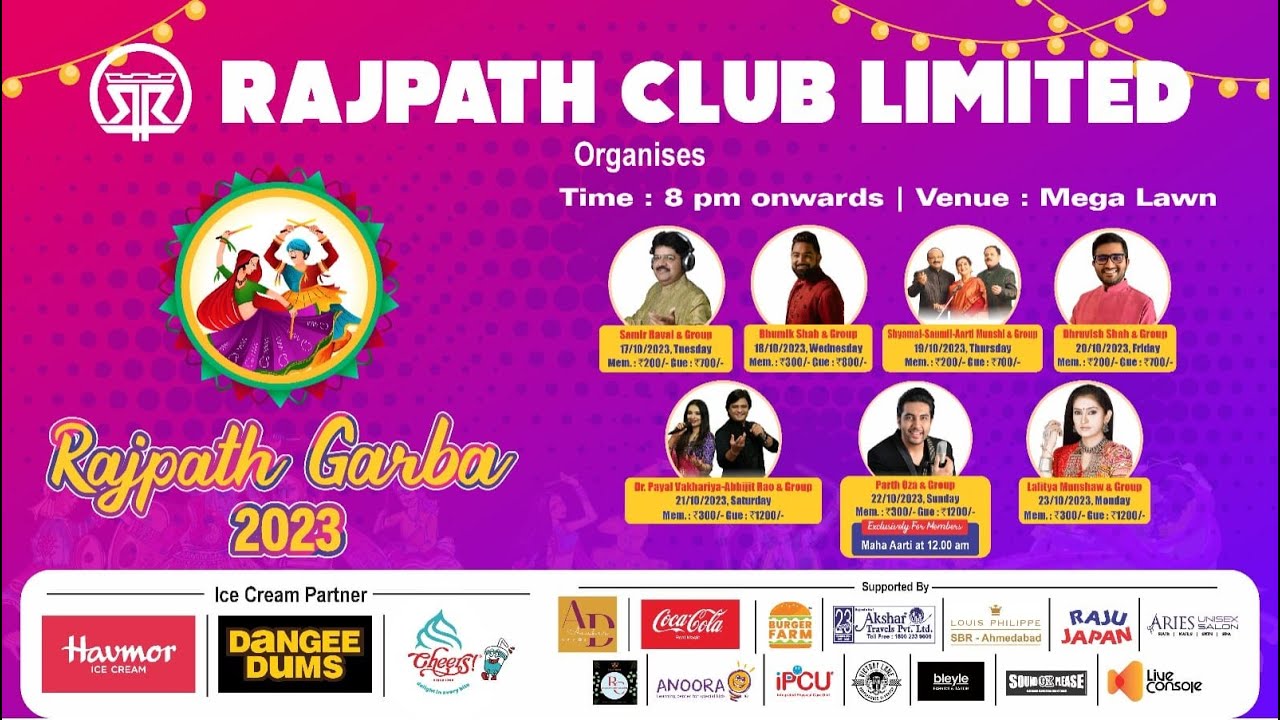 RAJPATH CLUB GARBA LIVE | Let's celebrate Navratri -2023 | venue - our ...