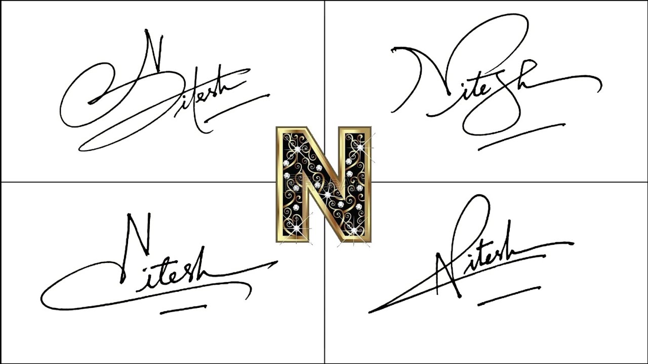 Nitesh name Signature Tutorial | Idea's of Signature "N" | | #signature ...