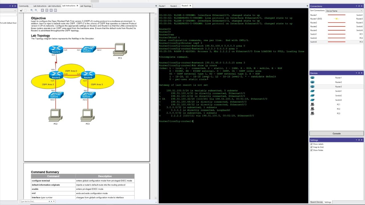 [NetSim Community Lab] Configuring Multi-Area OSPFv2 with Default Route ...