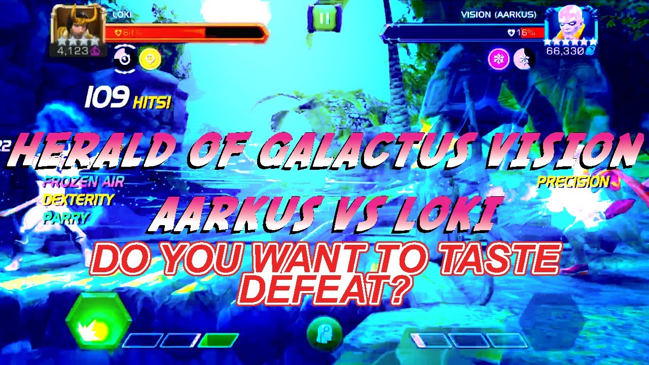 MCOC HERALD OF GALACTUS VISION AARKUS VS LOKI GOD TIER CLUTCH GAMEPLAY ...