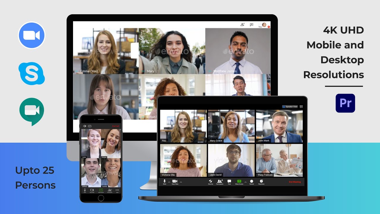 Video Conference Calls Pack - Zoom, Meet & Skype - Premiere Pro ...