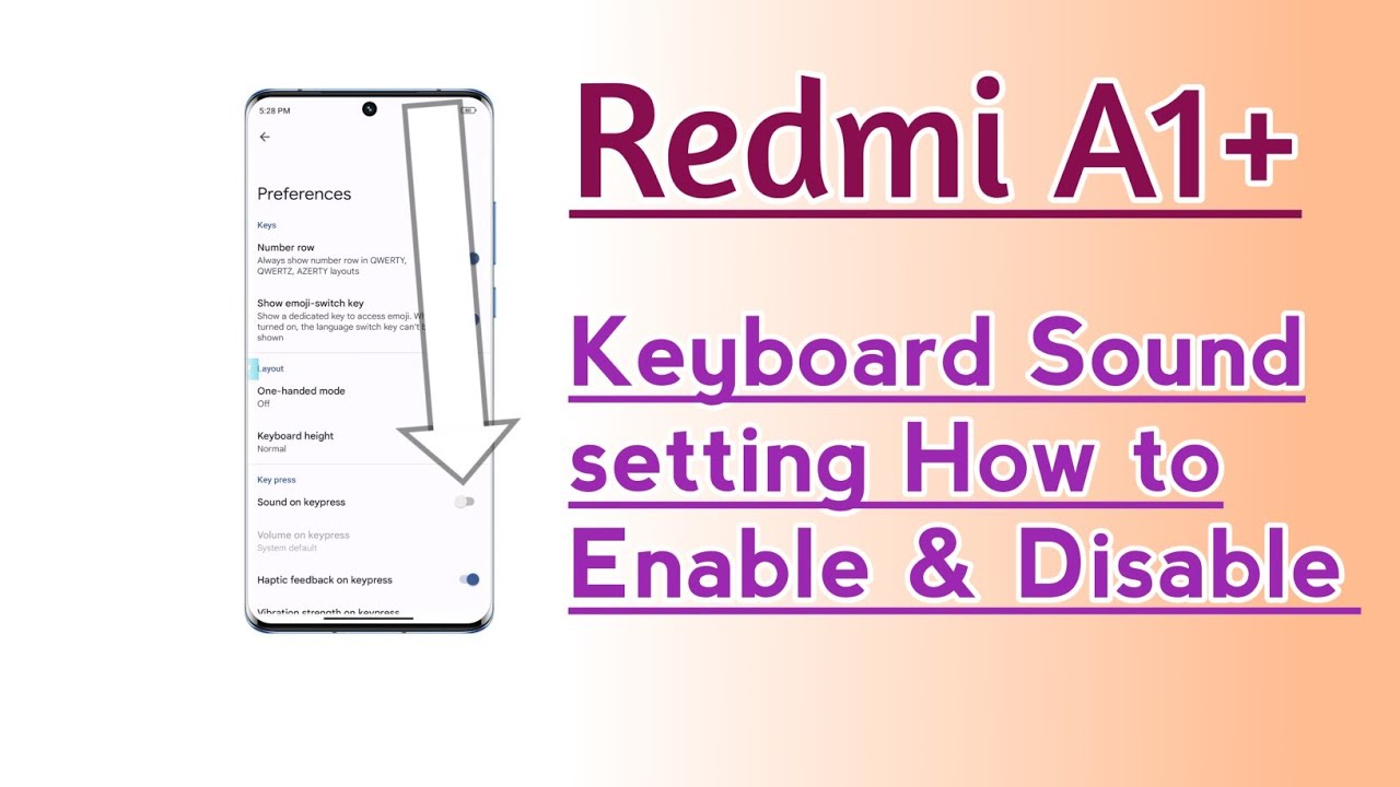 Redmi A1+ keyboard Sound setting How to Enable & Disable - YouTube