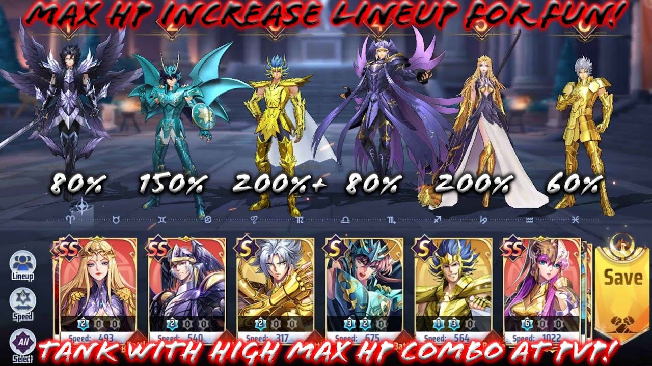 Saint Seiya Awakening (KOTZ) - Full Max HP Increase Lineup at PvP! Tank ...