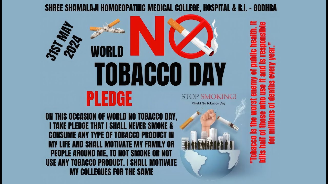 PLEDGE FOR NO TOBACCO ON WORLD NO TOBACCO DAY IN SSHMC - GODHRA - YouTube