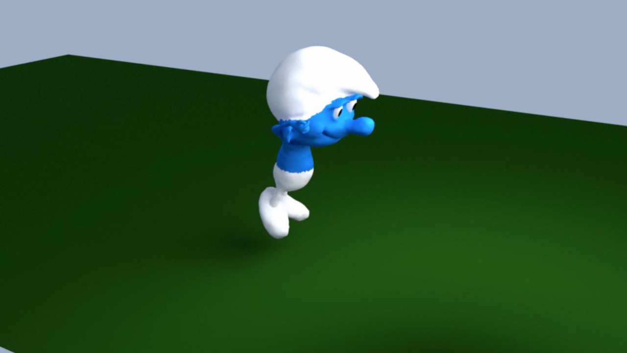 Blender-sculpted Smurf walking and jumping (WIP) - YouTube