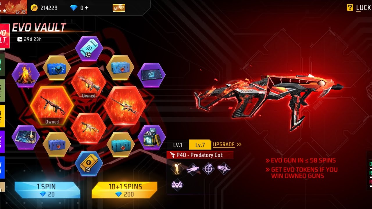 I GOT ALL ITEM EVO VAULT GUN SKIN|ONE SPIN TRICK|20000 DIAMOND💎 WASTE ...
