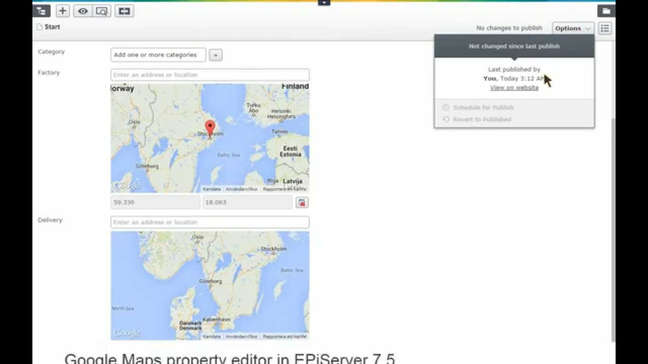 Google Maps editor for Episerver - YouTube
