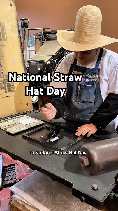 Printing a woodcut of a straw hat, while also wearing one, for Straw ...