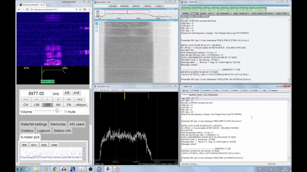 Decoding ARNIC 635 (a.k.a HF ACARS) with Krypto500 and Sorcerer - YouTube