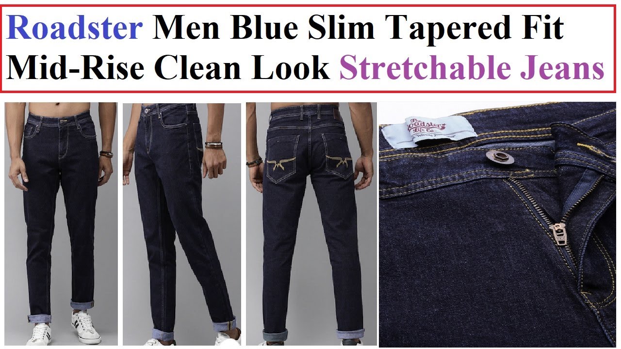 Roadster Men Blue Slim Tapered Fit Mid-Rise Clean Look Stretchable ...
