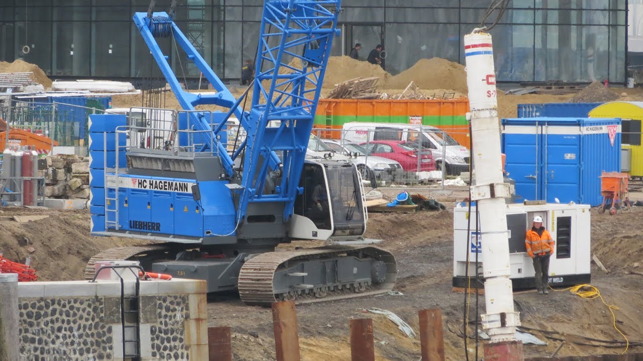 Kran LIEBHERR HS 855 mit Hydrohammer IHC S70 - Soeren66 - YouTube