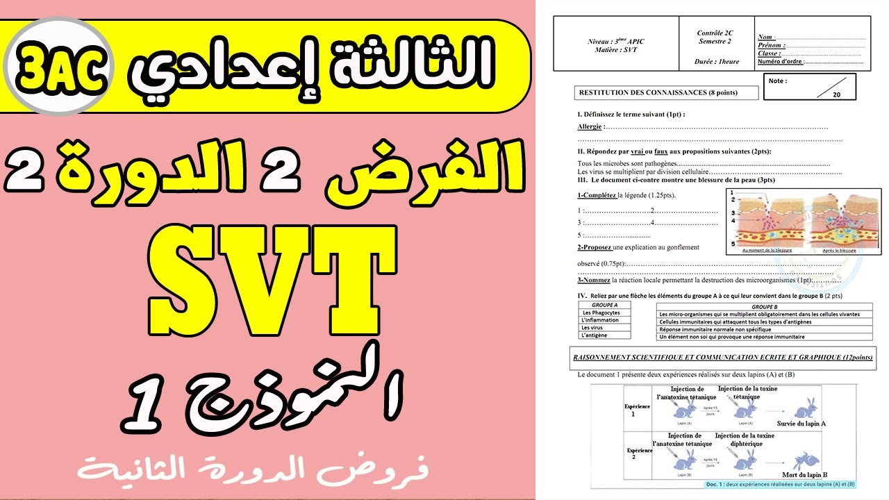 contrôle 2 semestre SVT 3AC | Devoir SVT 3AC - YouTube