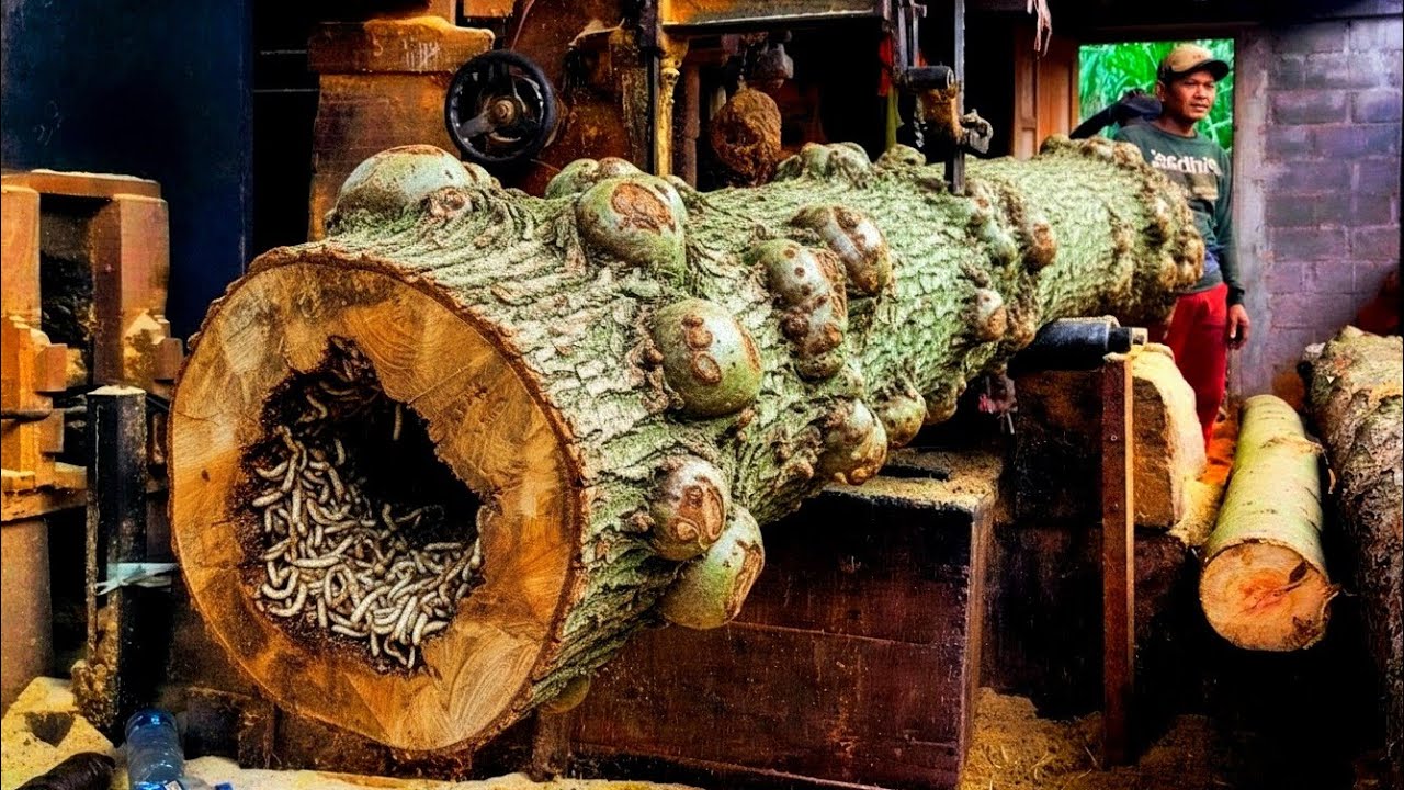Sawing jackfruit wood ordered by wood collectors! - YouTube