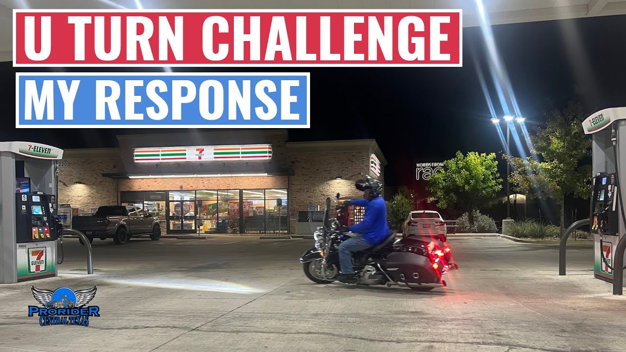 Motorcycle U Turn Challenge-Gas Station Challenge Accepted - YouTube