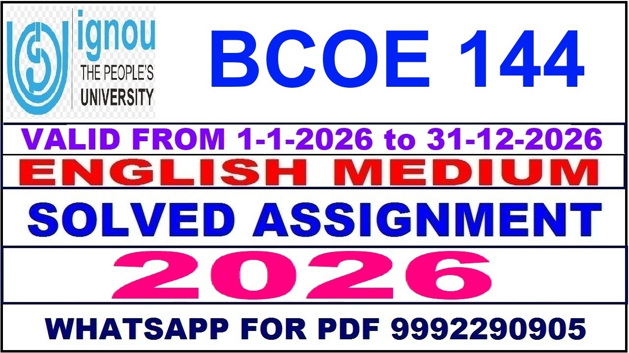 BCOE 144 solved assignment 2026 in English || bcoe 144 solved ...