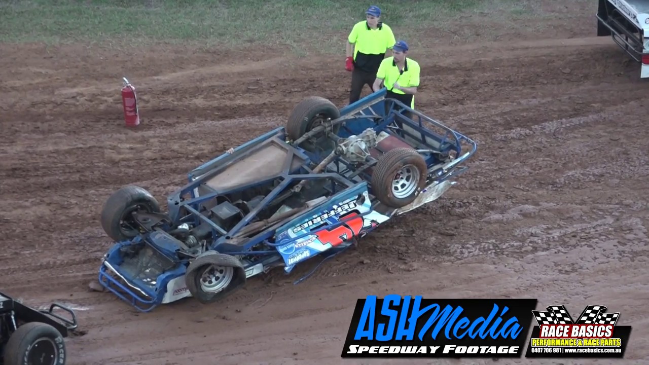 AMCA Nationals: Stuey Jeffries Rollover - Archerfield Speedway - YouTube