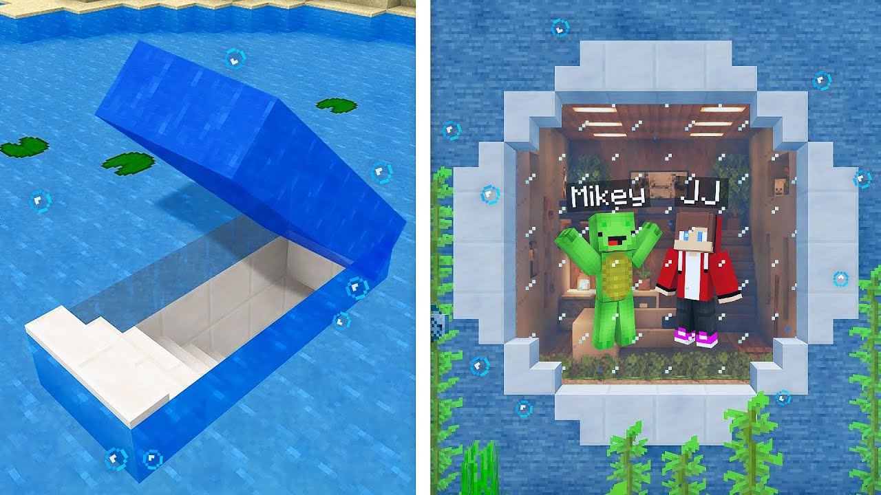 JJ and Mikey Found SECRET UNDERWATER BASE Build Challenge in Minecraft! - Maizen - YouTube