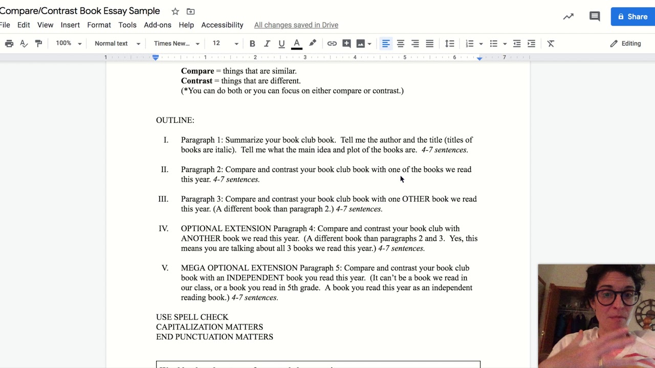 Compare/Contrast Book Essay Explanation and Sample - YouTube
