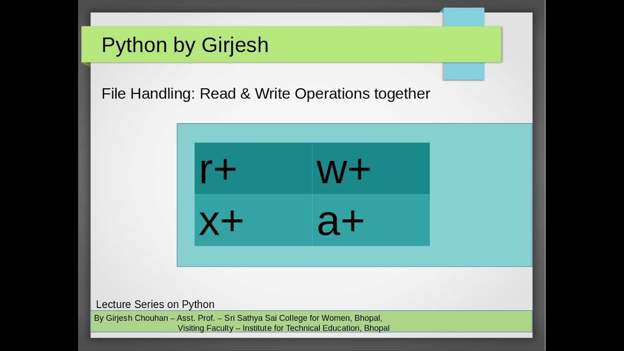 File Handling Read And Write Operations In Python Youtube