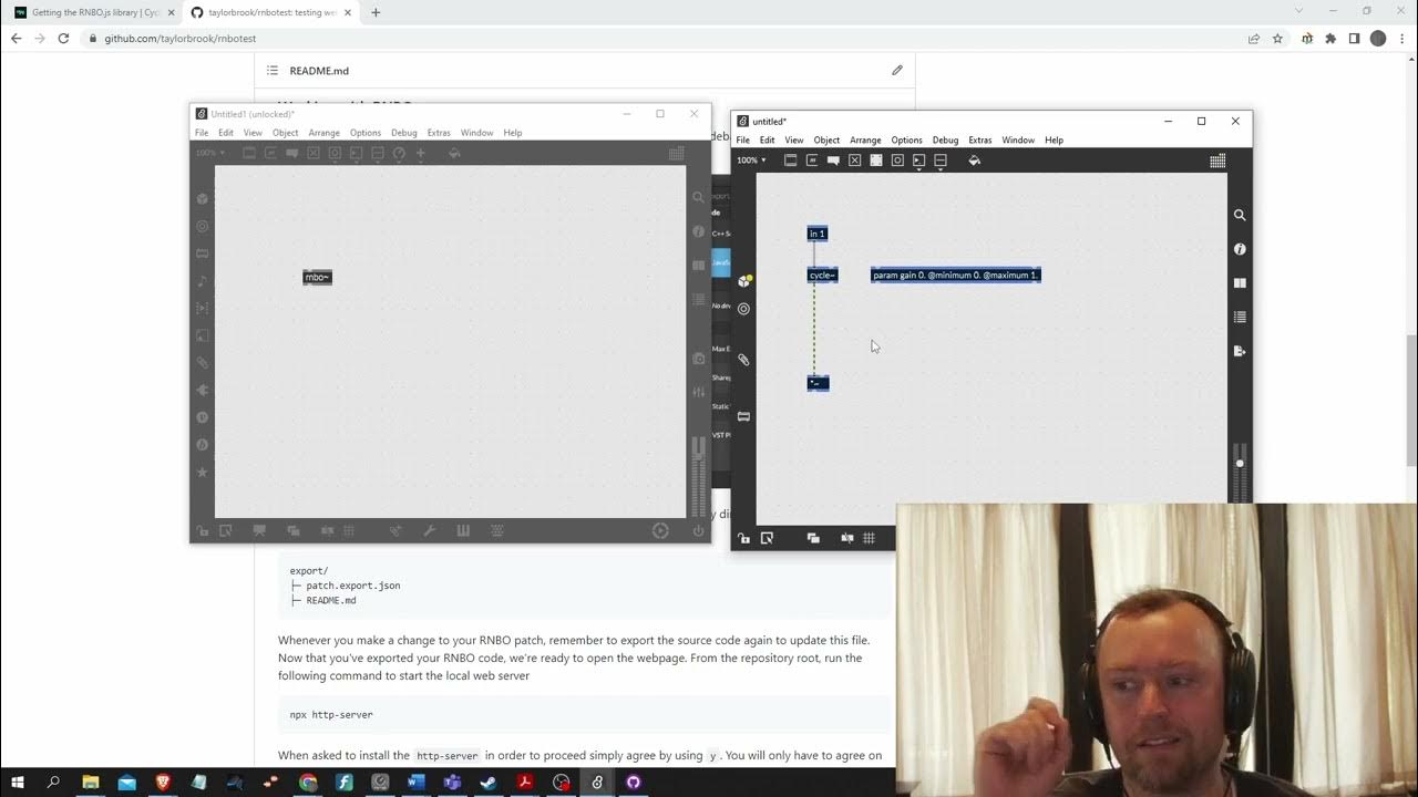 Run a MAX RNBO~ patch as a website - website template tutorial for RNBO javascript export - YouTube