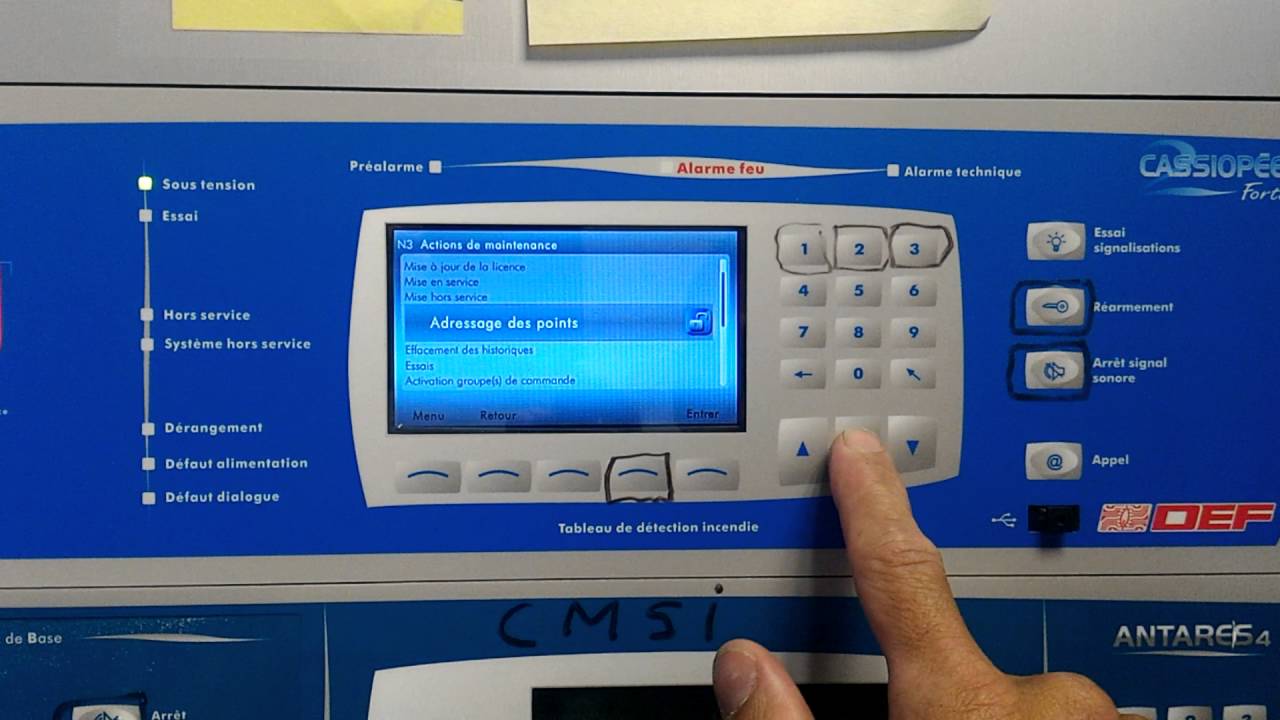 SSI Centrale DEF Cassiopée Forte S - Adressage d'un nouveau détecteur ...