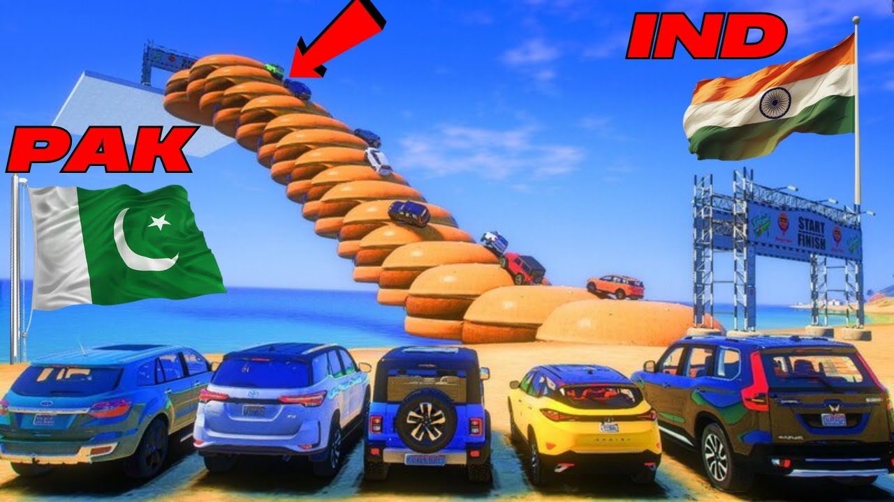 India Vs Pakistan | Gta 5 Indian Cars Vs Pakistan Cars Big Pyramid Jump ...