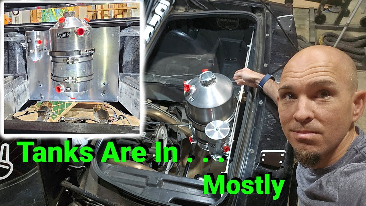 Mounting Aviaid dry sump tanks in trunk of Corvette - YouTube