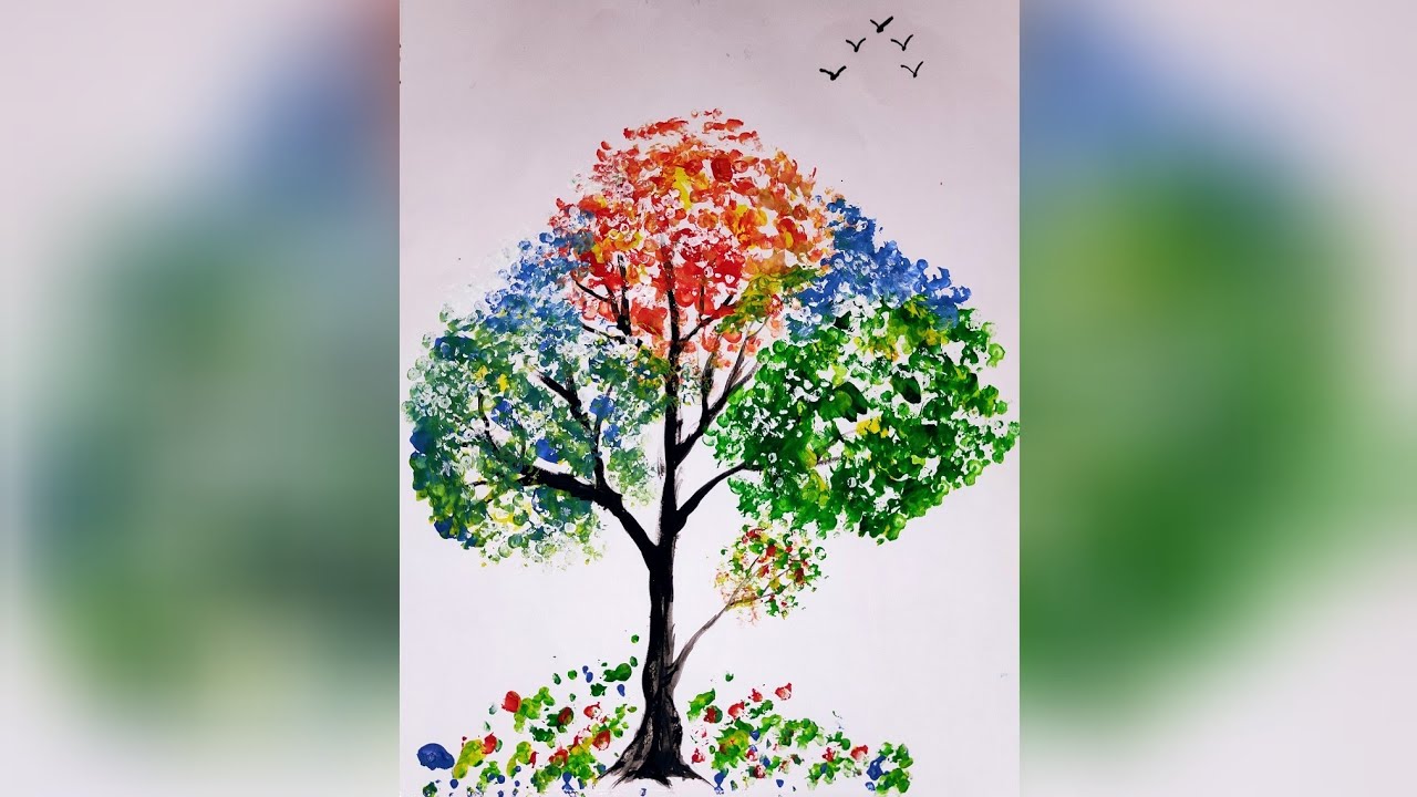 Rainbow Tree Watercolor Painting|Rainbow Tree Acrylic Painting - YouTube