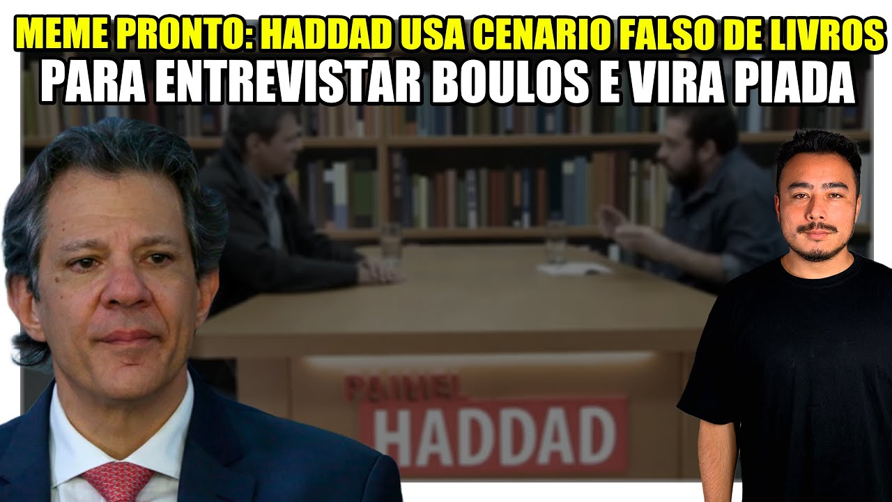 🟥 Meme pronto: Haddad usa cenario falso de livros para entrevistar ...