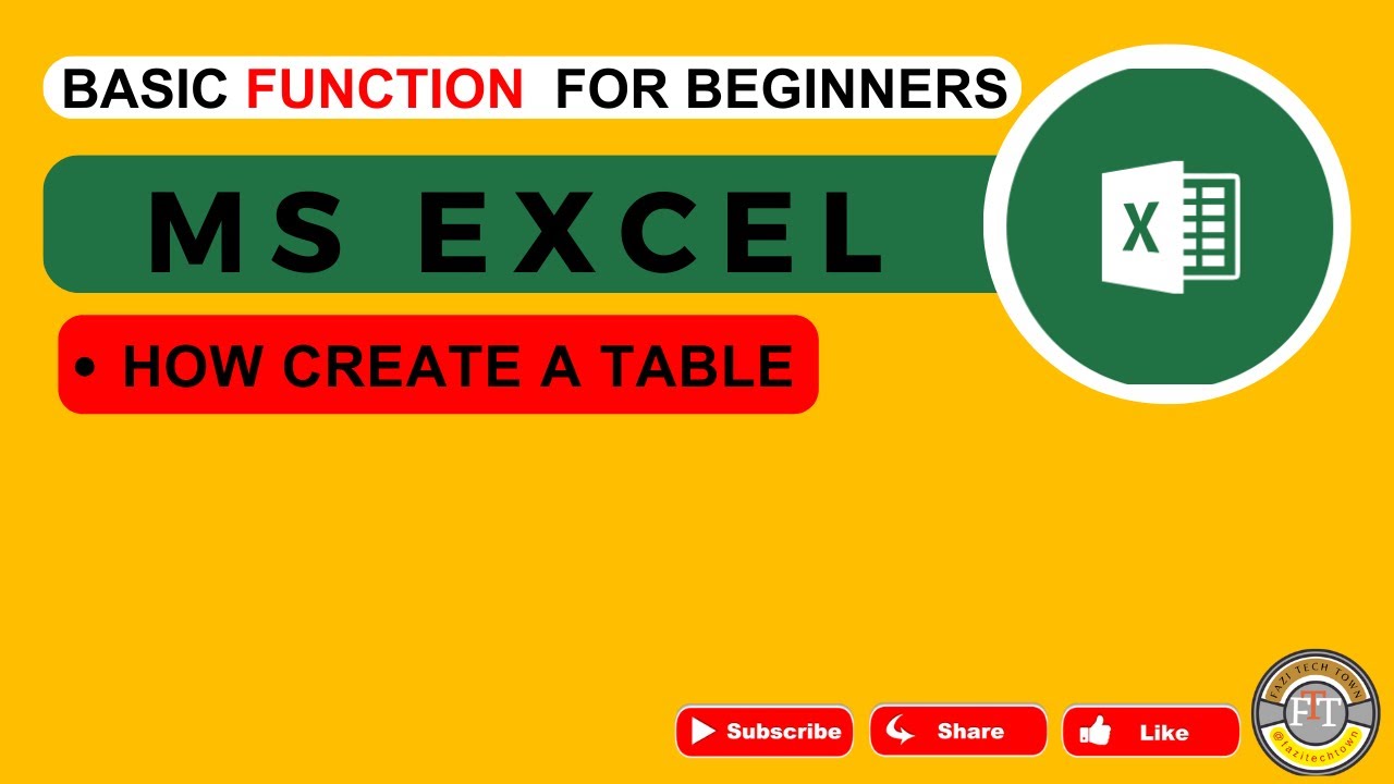 How To Create A Table In Excel Beginners YouTube How To Create A Table In Excel Beginners YouTube