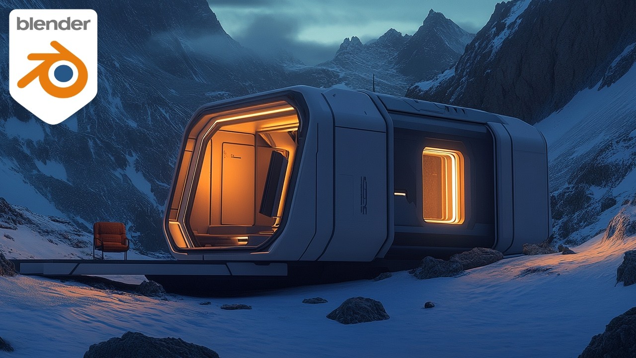 Using Blender to Create a Sci-Fi Cabin in the woods Time-lapse - YouTube