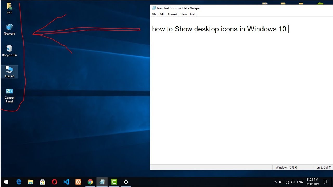how to Show desktop icons in Windows 10 - YouTube
