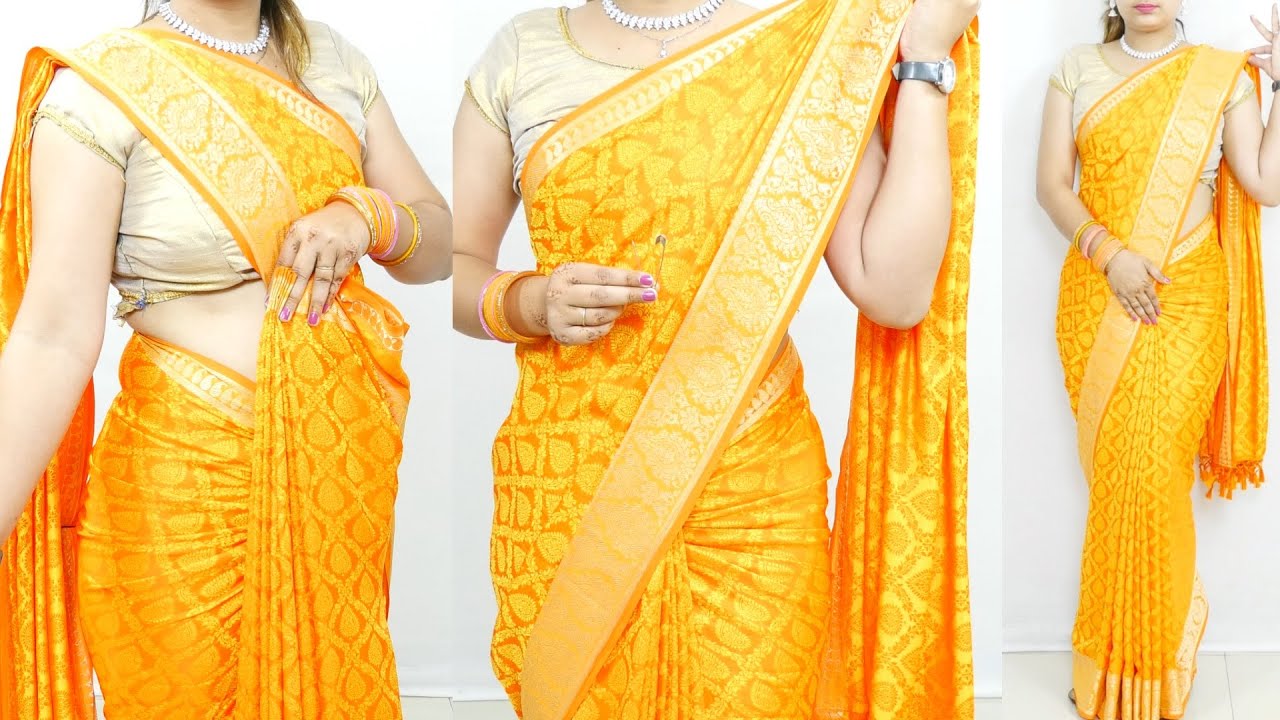 Simple & Easy Silk saree Draping Tutorial | How to wear Silk Saree ...