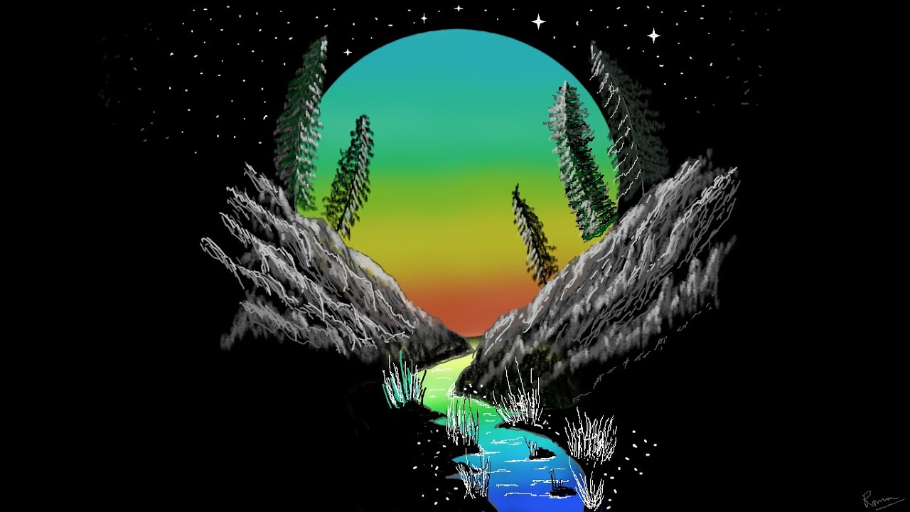 How to Draw Paint 3D || Drawing in paint 3D || Scenery drawing || Night ...