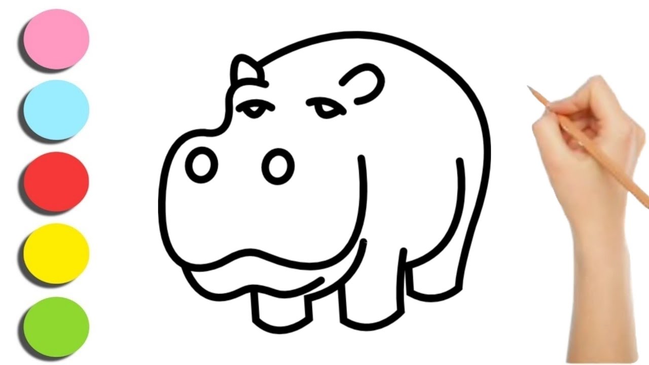 Hippo Drawing, Painting & Coloring for Kids & Toddlers | Hippo Drawing ...