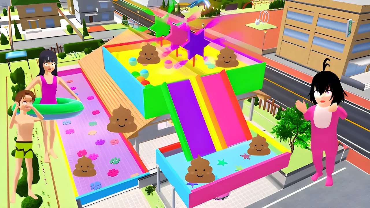WOW NEW RAINBOW POOL AT YUTA HOUSE | POOP POOL - SAKURA SCHOOL ...