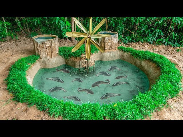 Pond Fountains Water Wheels Water Fountain Kit, Bamboo Fountain