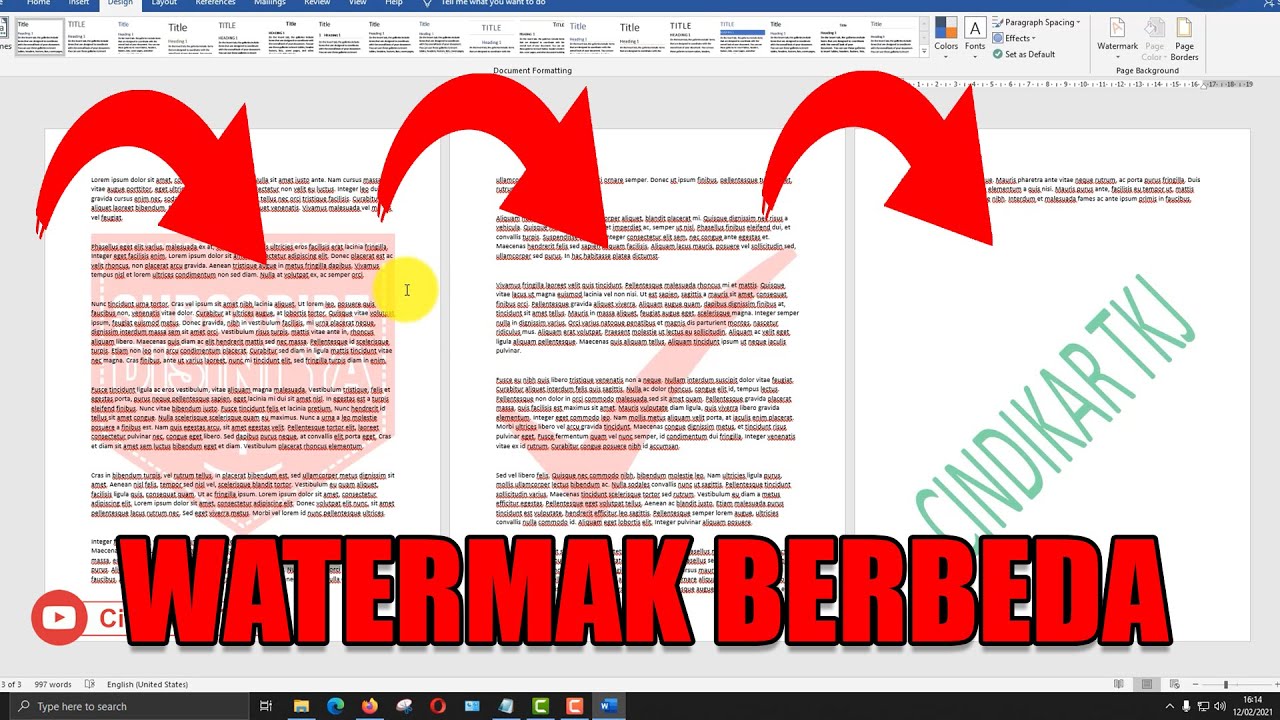 Cara Membuat Watermark Berbeda Di Word Pada Satu Halaman Tertentu - YouTube