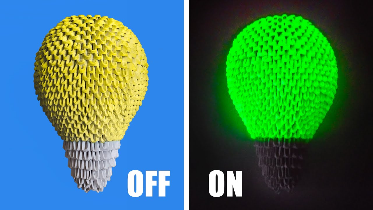 How to make a 3D origami Lightbulb - YouTube