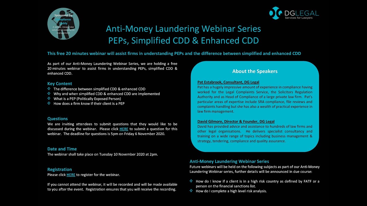 PEPs, Simplified CDD & Enhanced CDD Webinar - YouTube