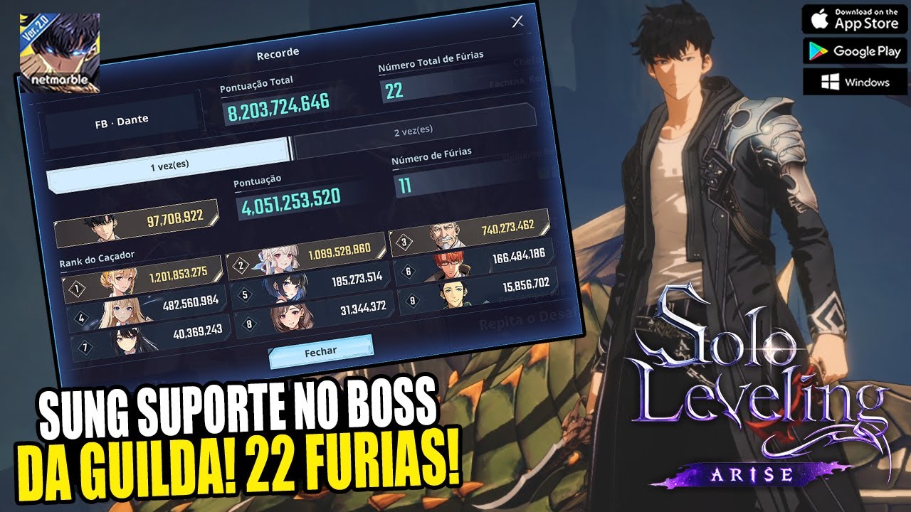 8B200M (22 FURIAS) COM A COMP SUNG SUPORTE NO BOSS DA GUILDA! VEJA A BUILD! SOLO LEVELING ARISE ...