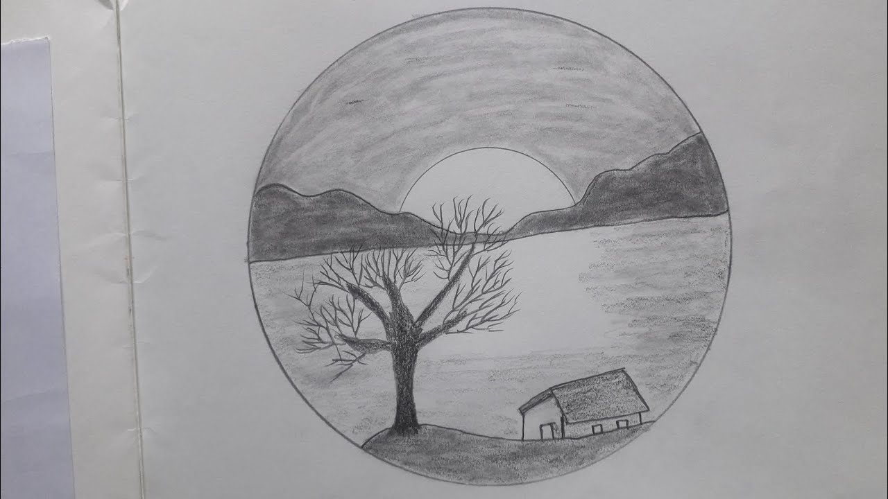 How to Draw Easy Circle Landscape Drawing #pencildrawing #howtodraw ...